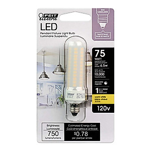 Feit Electric Specialty 6.5 Watts LED Light Bulb with 75-Watt Equivalent, Dimmable T4 Bulb, 750 Lumens, 9 Yrs. Leftime, 3000K Warm White, Pack of 1 - BP75MC/830/LED