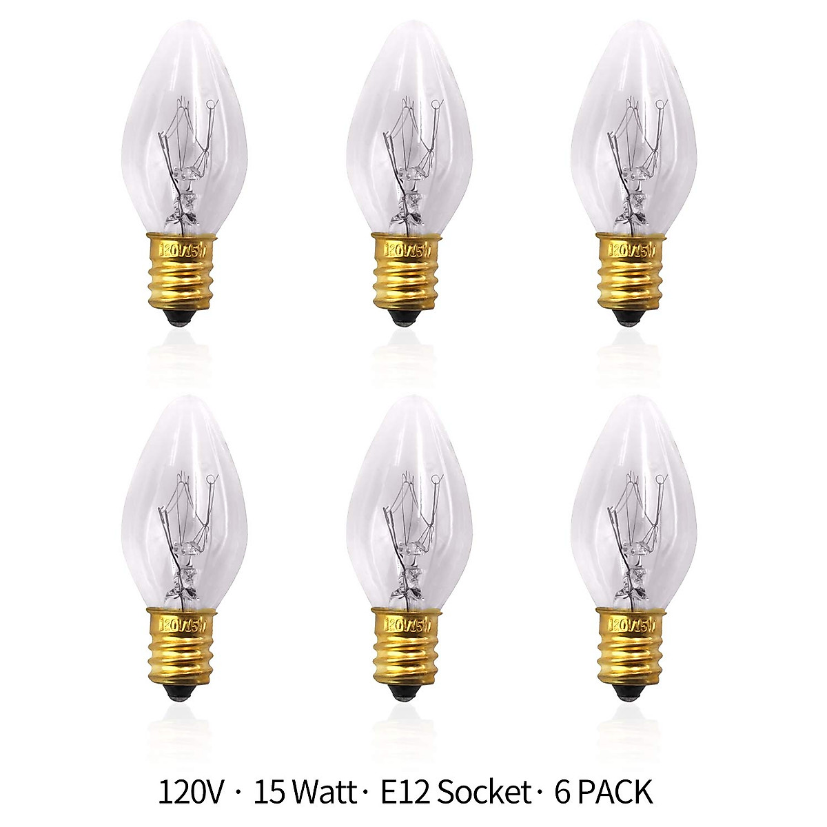 Betus [Original Replacement Long Lasting 15 Watt Dimmable E12 Socket Incandescent Candelabra Salt Lamp Bulb - Value Pack of 6(Warm Light)