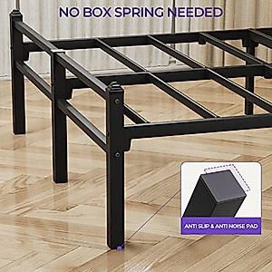 GreenForest King Size Bed Frame with Headboard Easy Assemble, 14 inch Heavy Duty Metal Platform Bed Base with Storage No Box Spring Needed Mattress Foundation, Noise Free, Black