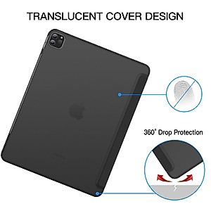 JETech Case for iPad Pro 12.9-Inch (6th/5th Generation, 2022/2021 Model), Slim Stand Hard Back Shell Smart Cover with Auto Wake/Sleep (Black)