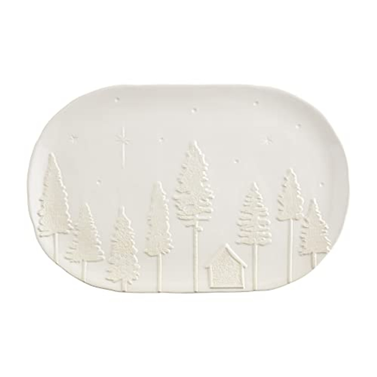 Mud Pie Stoneware White Christmas Tree Serving Platter