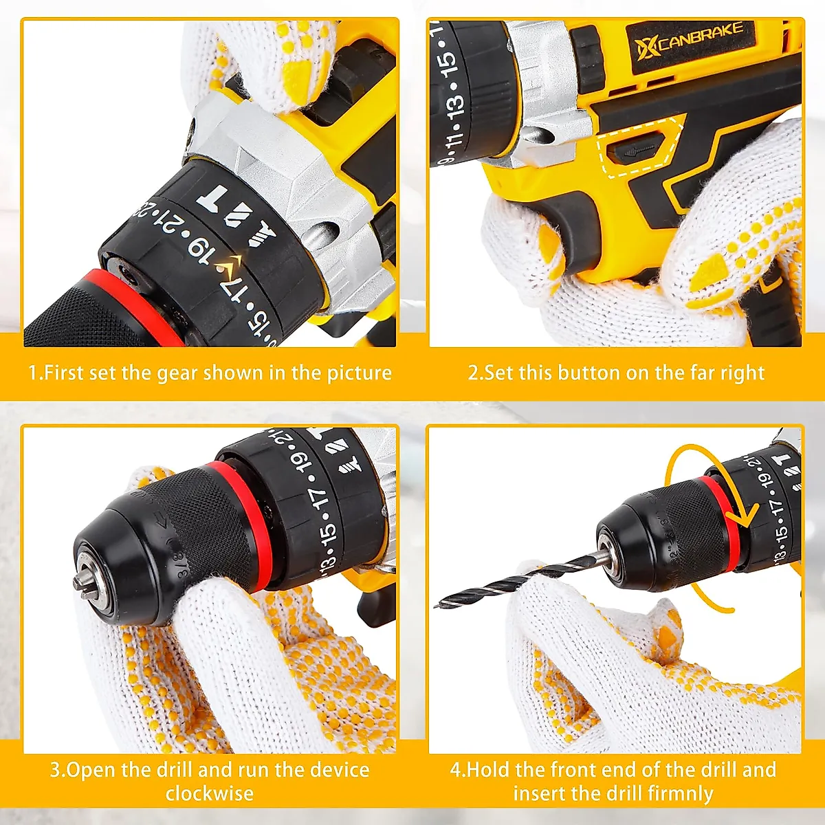 CANBRAKE 21V Tool Kit with Drill, 120PCS 21V Cordless Drill Set with 3/8" Keyless Chuck of Metal & 25+3 Clutch with Impact, 2 x 2.0Ah Battery & Fast Charger, Max Torque 45Nm, 2-Variable Speed