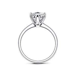 WOAINI 0.5-3 Carat Moissanite Ring, Platinum Plated Sterling Silver Round Cut Solitaire Ring for Women, Engagement, Promise, Wedding