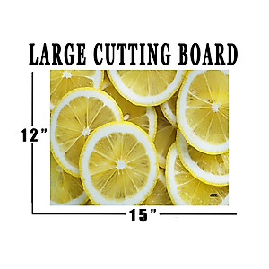 Cute Lemons Kitchen Glass Cutting Board Decorative Gift For Grandma Wife Mom Lemon Design Yellow