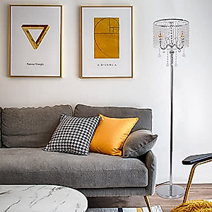 beaysyty Elegant Floor Lamp for Living Room Modern Crystal Stacked Ball Floor Lamp Bedroom Reading Chrome Finish Crystal Shade 2-Light