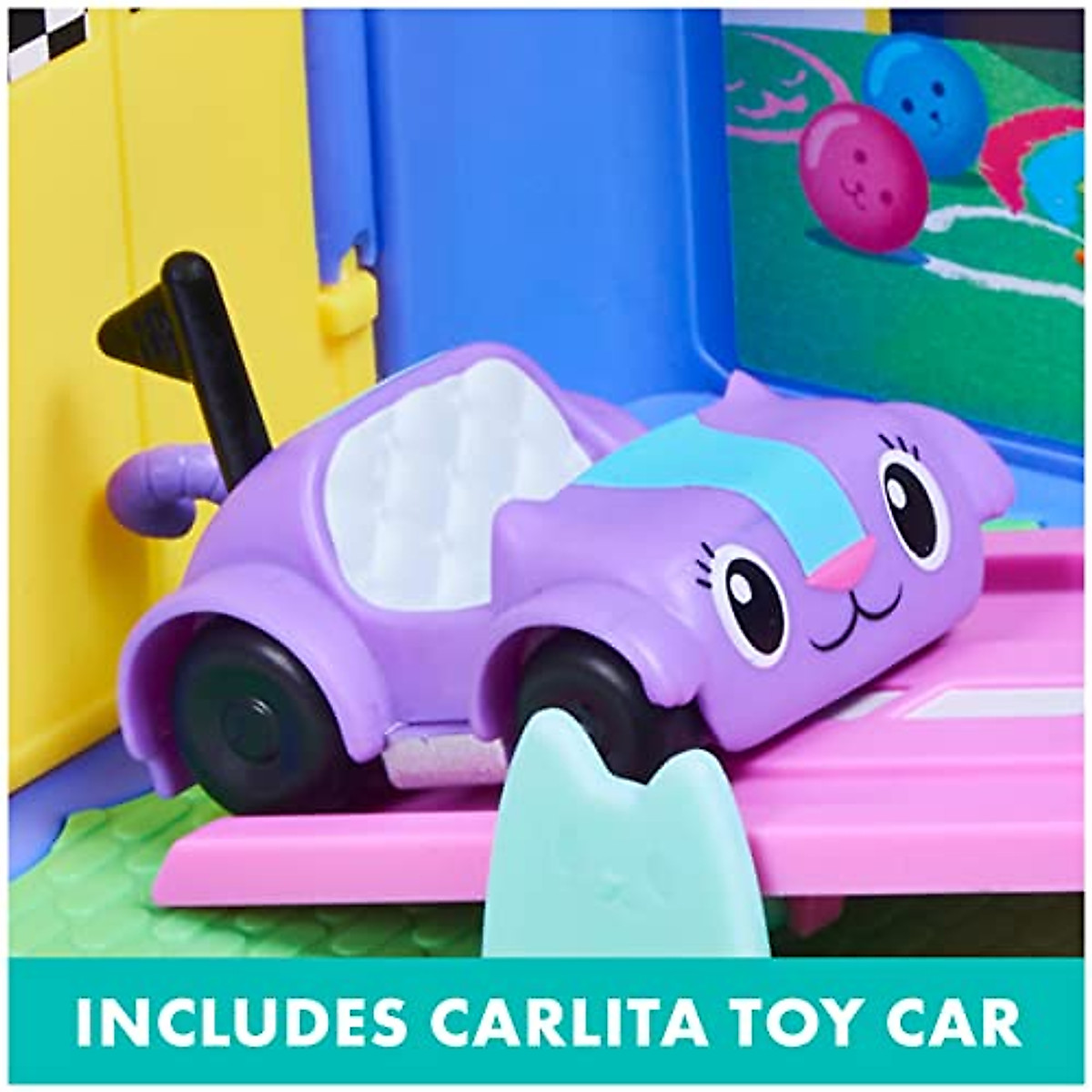Gabby's Dollhouse, Carlita Purr-ific Play Room with Carlita Toy Car, Accessories, Furniture and Dollhouse Deliveries, Kids Toys for Ages 3 and up