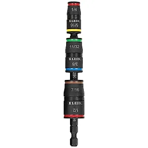 Klein Tools 32907 Impact Driver, 7-in-1 Impact Flip Socket Set with 1/2, 7/16, 3/8, 11/32, 5/16, 1/4 Nut Driver Sizes and 1/4-Inch Bit Holder