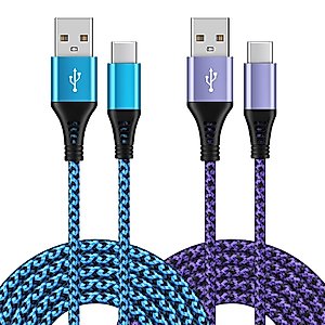 2Pack 6ft Fast USB Type C Cable Phone Charger Charging Cord for Motorola Moto G10 G9 G8 G7 Power Plus Play, Edge/G Power/Stylus/Razr/One 5G Ace/G100, G6 X4 Z4 Z3 Z2 Z Play Force Droid