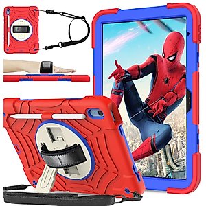 BMOUO Case for iPad 10th Generation - with Screen Protector, 360 Rotating Stand & Pencil Holder & Hand Shoulder Strap Shockproof Case for iPad 10th Generation 10.9 inch 2022, Red