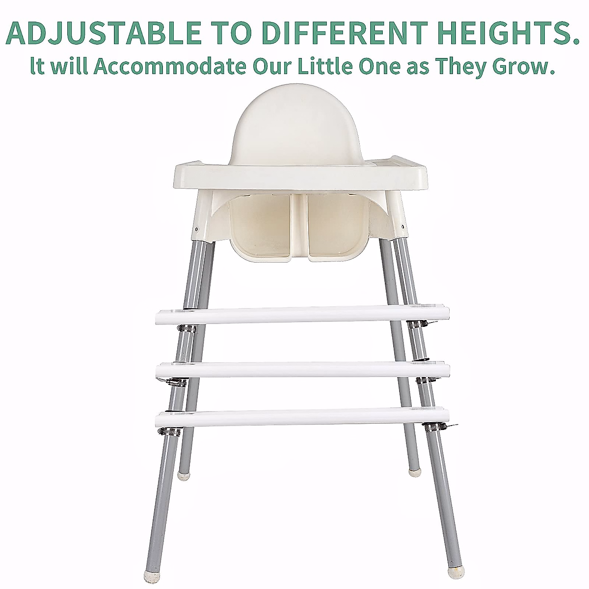 White High Chair Footrest Compatible with IKEA Antilop - 100% Non-Slip Adjustable Natural Wooden Foot Rest Compatible with Antilope Highchair Accessories Baby (1 Pack)