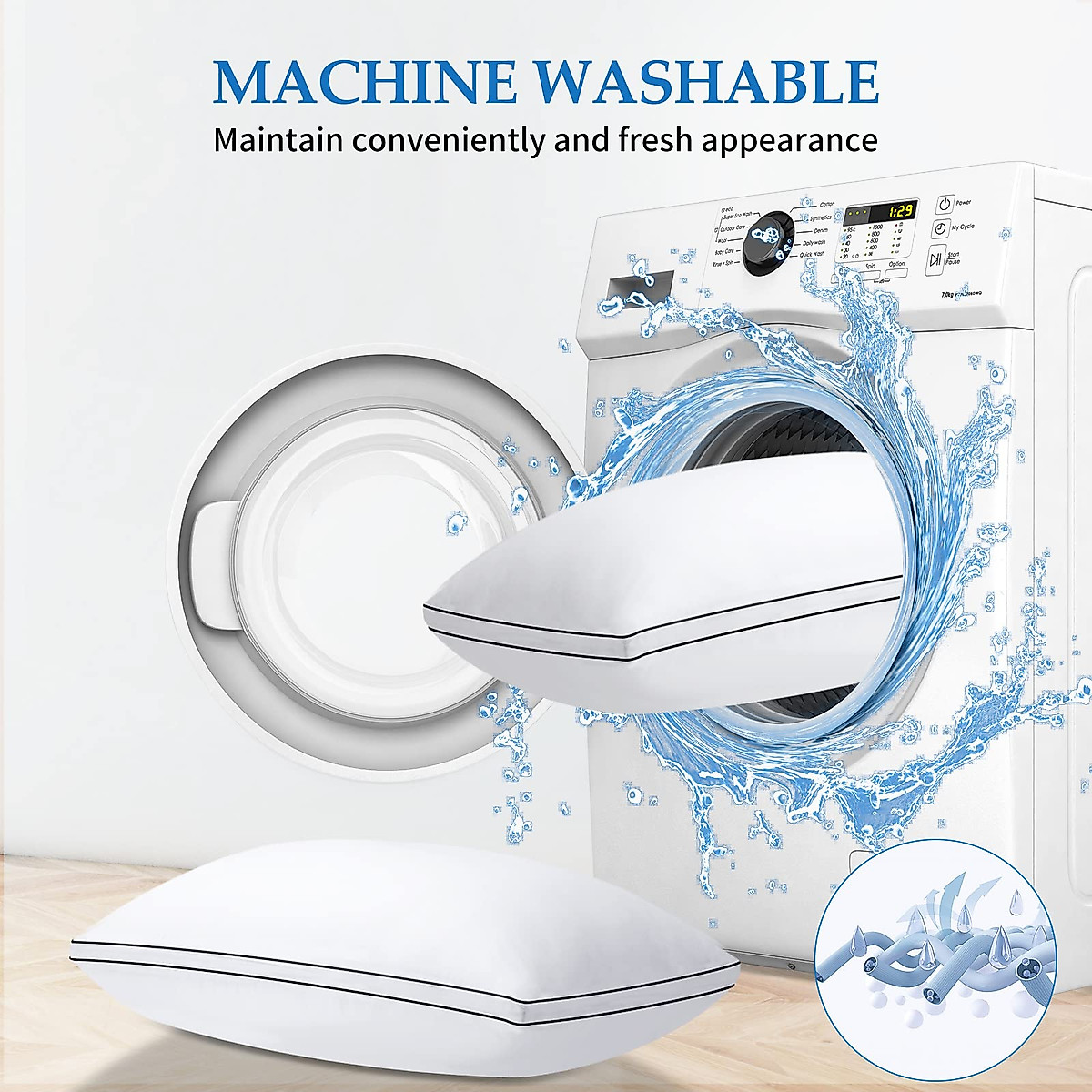 DolceLuna Pillows King Size Set of 2, Bed Pillows for Sleeping 2 Pack, King Sized Down Alternative Hotel Pillow for Side & Back Sleepers, Soft & Comfortable