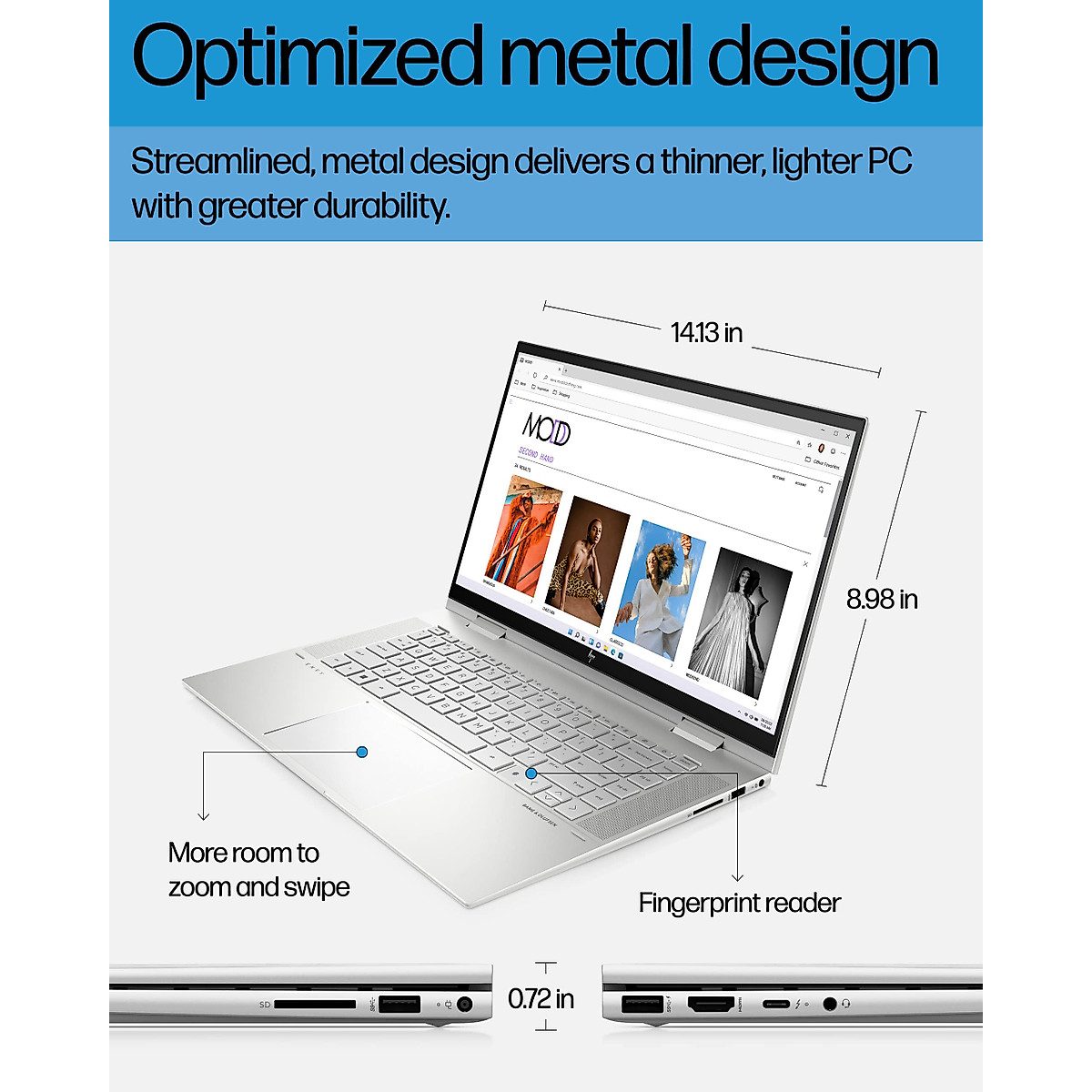 HP Envy 2-in-1 15.6" Touch Screen Laptop | Intel Core i7-1260P Processor | Intel Iris Xe Graphics | 32GB RAM | 1024GB SSD | Backlit Keyboard | Fingerprint | Windows 11 Pro | Bundle with Stylus Pen