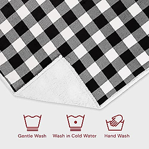 Safdie & Co. - Black and White Checkered Blanket, Indoor and Outdoor Buffalo Plaid Rug, Use As Halloween Blanket, Fall Throw Blanket, or Autumn Decor Throw, Soft and Stain Resistant, 50 x 60 Inches