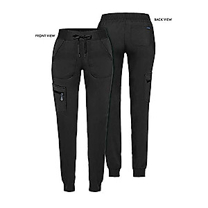 Adar Pro Scrubs for Women - Ultimate Yoga Jogger Scrub Pants - P7104 - Black - M