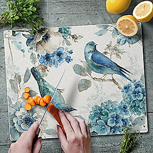 CounterArt Indi Gold Birds 3mm Heat Tolerant Tempered Glass Cutting Board 15” x 12” Manufactured in the USA Dishwasher Safe