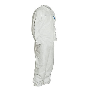 DuPont Tyvek 400 TY125S Individually Packed Disposable Protective Coverall with Elastic Cuffs for PPE Vending Machines, White, X-Large
