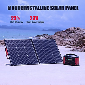 GOOLOO Foldable 100W Solar Panel Charger, Compatible with VTOMAN/Jackery/EF ECOFLOW/Bluetti/Anker Power Station, with Dual USB & 18V DC Output(10 Connectors), for Outdoor Camping Van RV Trip