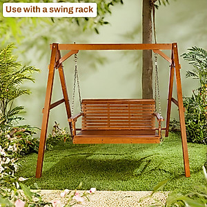 SULIVES Outdoor Wooden Porch Swing, Porch Swings Outdoor with 23 inches Depth, Patio Porch Bench Swing with 51.2 inches Wide，Heavy Duty 1000 LBS, Outdoor Swings for Backyard & Garden.