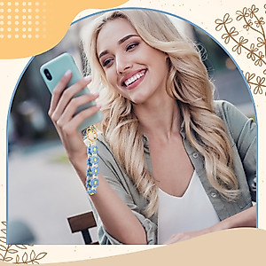 Landical 12 Pcs Boho Macrame Wristlet Keychain Flower Handmade Wristlet Keychain Cute Floral Keychain Daisy Flower Keychain (Classic Style)