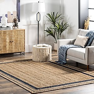 nuLOOM Rikki Coastal Braided Jute Area Rug, 9x12, Navy
