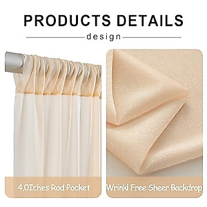 10x10ft Champagne Backdrop Curtain Wrinkle Free Sheer Backdrop for Party Wedding Baby Shower Birthday Arch Living Room Window Curtains Wall Decoration