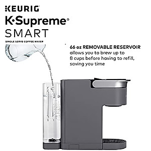 Keurig K-Supreme SMART Coffee Maker, MultiStream Technology, Brews 6-12oz Cup Sizes, Gray