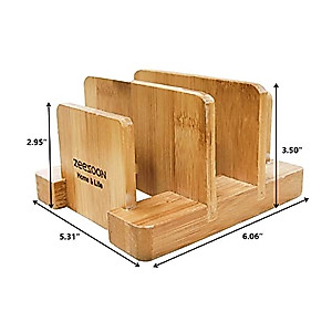 ZEESOON Turtle Rack Cutting Board Organizer 3 Slots Kitchen Pantry Wooden Rack Cabinet Organizer for Cutting Board, Dish, Bakeware, Plate, Pot Lid, Cook Books, Book Stand Holder