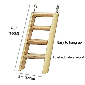 7 Angry Ants Natural Wood Birdcage Ladder Wooden Bird Cage Stepladder for Parrot Macaw Parakeet Cockatoo Cockatiel Lovebird