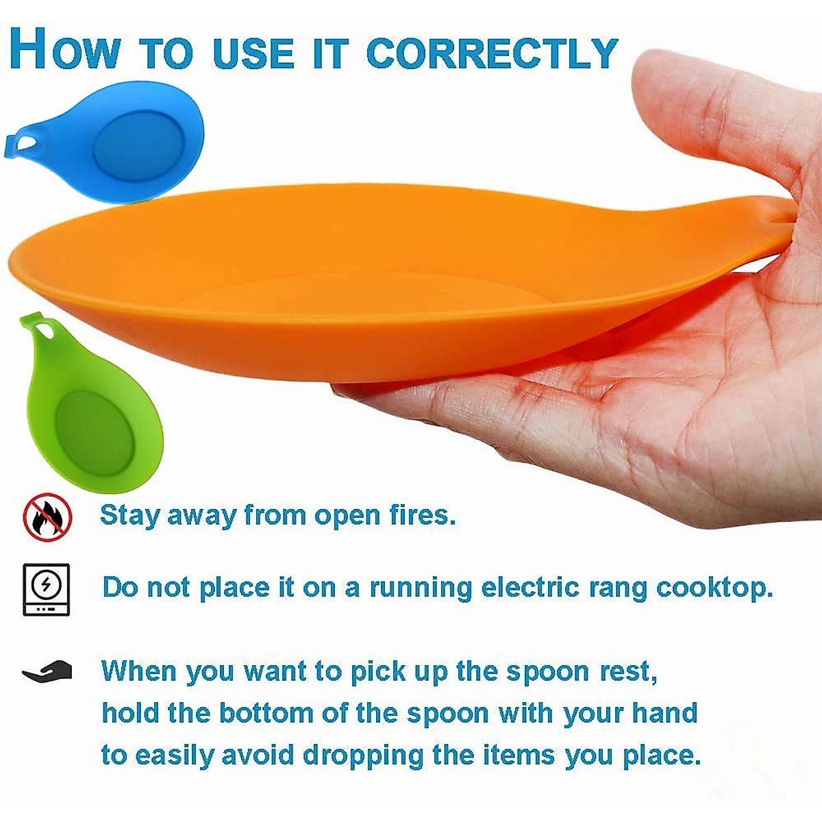 Kitchen Silicone Spoon Rest, 3 Pack Flexible Almond-Shaped Spoon Ladle Holder, Silicone Cooking Utensil Rest