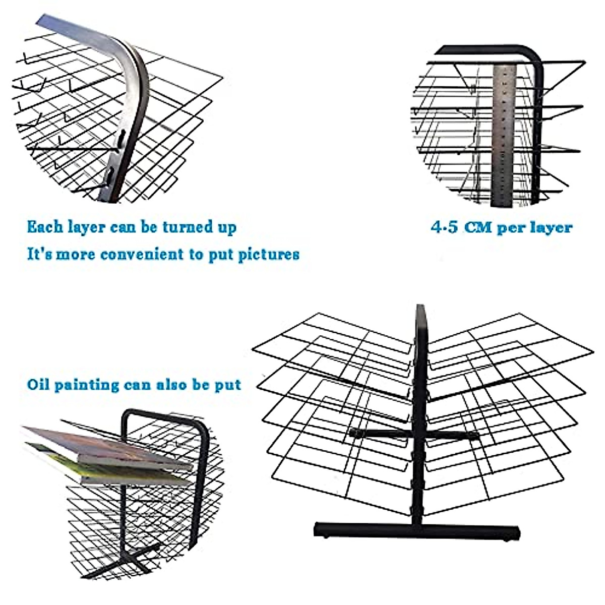 NEOCHY Drying Racks,Floor-Standing Art Studio School Studio Easel Oiling Board, A3, 8K Paper Work Drying and Display Office Storage Racks/10 Floors