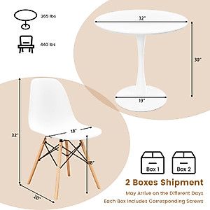 Giantex 3-Piece Dining Table Set for 2 - Kitchen Table Chairs Set with 32” Round Table, Dining Chairs, Dinette Table Set for Small Spaces, Breakfast Nook Table Set, Dining Room Table Set (White)
