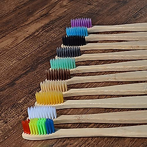 OUTIN Adults Bamboo Toothbrushes 20 Pack, Colorfull Soft Bristles Children Wood Toothbrush Eco Friendly Biodegradable Wooden Handle Tooth Brush Oral Cleaning, HOT004