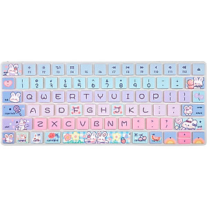 Sanfulin Keyboard Cover Skin for Apple iMac Wireless Magic Keyboard 2nd Gen (Model: A1644 MLA22LL/A) Without Numeric Keypad, Cute Silicone Skin Protector, Cute Bunny