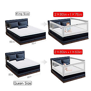 M MAYbabe Bed Rail. Baby Bed Rail. Extra Long and Tall Kids Bed Rail Guard -Bed Guard Rails for King Size 76 inches Wide.(Gray-1 Pack)