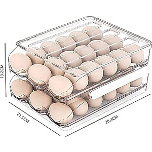 Access Cuisine Egg Tray Storage For Fridge - Egg Container with Lid, Egg Holder for Refrigerator, Rolling Egg Storage, Clear Egg Tray, Holds 36 Eggs, Large Capacity (Clear)
