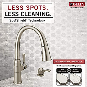 Delta Faucet Spargo Brushed Nickel Kitchen Faucet, Kitchen Faucets with Pull Down Sprayer, Kitchen Sink Faucet, Faucet for Kitchen Sink, Soap Dispenser, SpotShield Stainless 19964Z-SPSD-DST