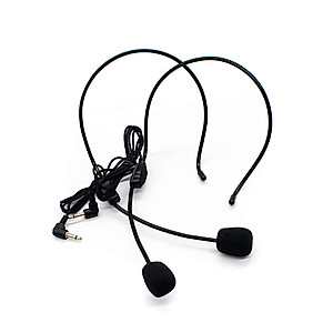 AUEAR 2 Pack Headset Microphone Flexible Wired Boom Standard 3.5mm Connector Jack Black for Voice Amplifier Teachers Speakers Belt Pack Mic Systems Computer