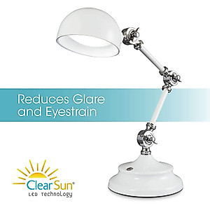 OttLite Pharmacy Adjustable LED Desk Lamp with USB Charging, Prevention Series - Designed to Reduce Eyestrain, 3-Point Adjustable Neck, 3 Brightness Settings with Touch Controls - Office Work, Reading