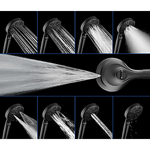 INAVAMZ Black Shower Heads with Handheld Spray Combo 2.5GPM: 10” Rainfall Shower Head & Detachable Shower Head, 10 Spray Settings Handheld Shower Head with ON/OFF Switch and 15-Stage Filter