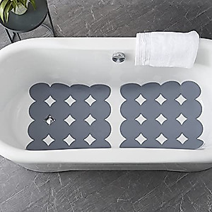 Webos Anti Slip Shower Mat: Natural Rubber Non Slip Bath Mat for Tub with Strong Suction Cups Bathtub & Tub Mats for Elderly and Kids Bathroom Square Shower Floor Stall matt (Grey, 21X21)