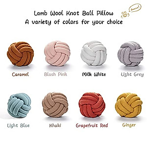 XVTRU Knot Ball Pillow Boucle Ball Throw Pillows Lamb Wool Handmade Knotted Ball Throw Pillows Home Decor Cushion Decorative Knotted Plush Pillow Cushion for Bedroom Sofa Couch Chair Caramel 11"