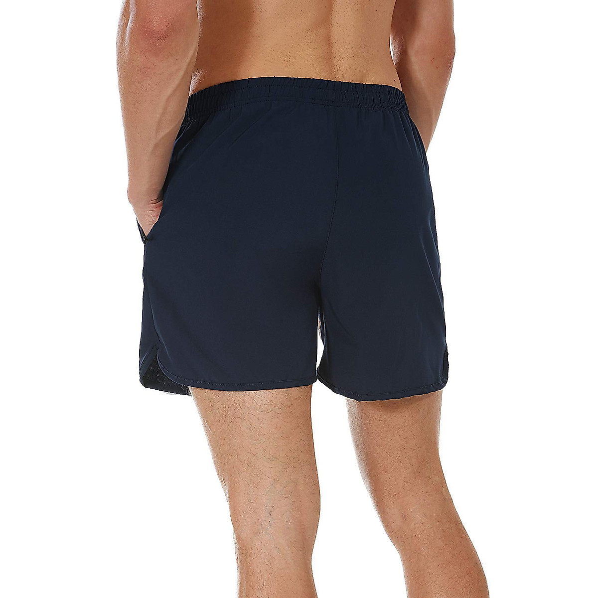 SILKWORLD Men's Running Stretch Quick Dry Shorts with Zipper Pockets(Pack of 2,3) (Dark Navy,Army Green,Light Grey(Pack of 3), X-Large)