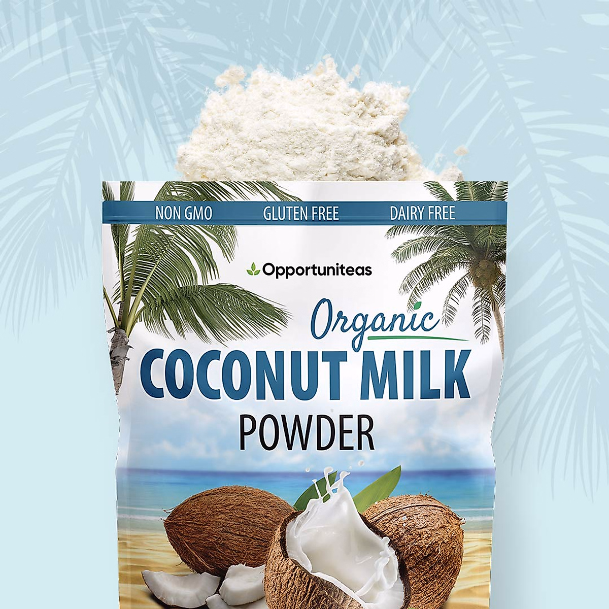 Opportuniteas Coconut Milk Powder - Non Dairy Vegan Creamer For Coffee, Tea, Smoothies, Yogurt & Cooking - Full Fat & Unsweetened For Keto & Paleo Diet - Dried & Powdered at a Low Temperature