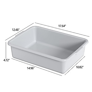 Sosody 13 L Commercial Plastic Bus Box, Plastic Utility Bus Tub, Gray, 4 Packs