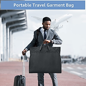 Shenehsmp 43" Garment Bags Heavy Duty Suit Bags for Travel Hanging Clothes Closet Storage, 4" Gussetes with Pockets and 2 Carry Handles, Protector for Coat, Dress, Jacket, Shirts, 3 Packs