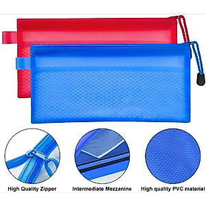 JM-capricorns 36pcs 9 x 4-1/2 inches Big Capacity Waterproof Plastic Double Layer Zipper File Bags zipper pouches Invoice Pouches Bill Bag Pencil Pouch Pencil Case Pen Bag (10 Colors)