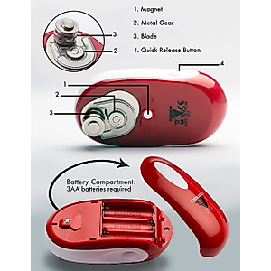 Tornado F4 Can Opener-Great for Arthritis Sufferers, Safest, fastest, Easiest Hands-Free Can Opener-New and Improved (RED)…