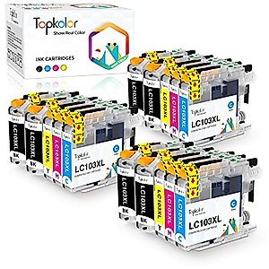 Topkolor Compatible Ink Cartridges Replacement for Brother LC103 LC101 LC103XL for Printer MFC-J870DW MFC-J450DW MFC-J6920DW 15 Combo Packs, Newest Chips.