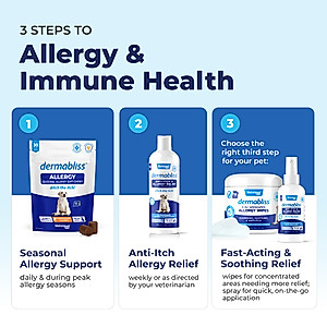 Vetnique Dermabliss Seasonal Dog Allergy Relief & Immune Support Supplement Allergy Chews for Dogs Itching and Licking with Omega 3 Fish Oil & Probiotics for Itch Relief - Vet Recommended (60ct Chews)