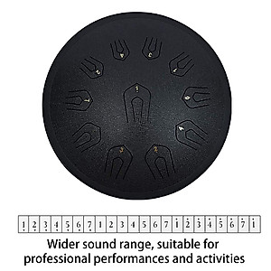 18 Inch Steel Tongue Drum 22 Notes Handpan Drum Tank Drum C Key Professional Music Panda Drum with Travel Bag for Yoga, Meditation, Music Therapy (Color : Black)
